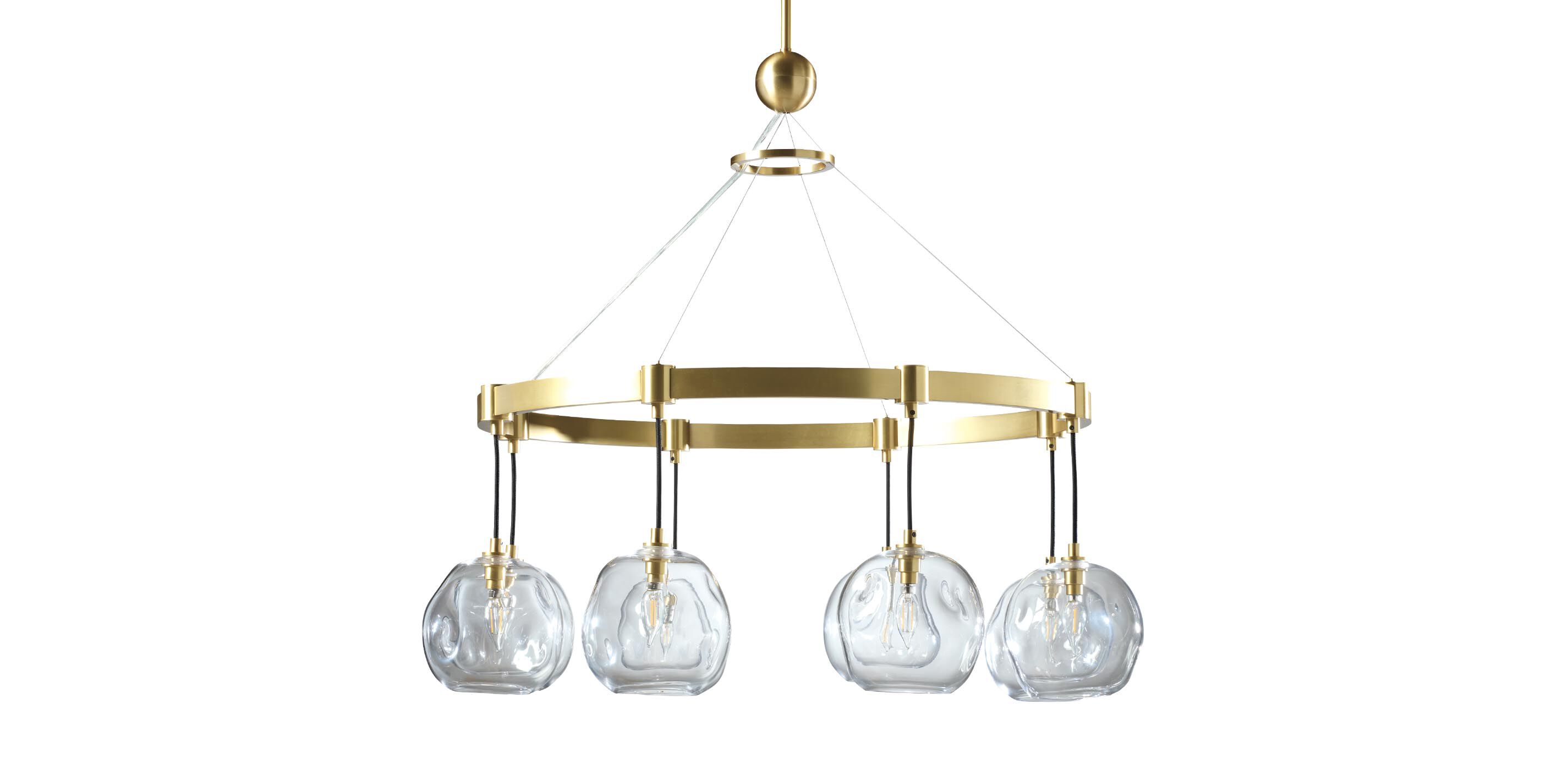 Levy Glass Globe Pendant Chandelier, Brass | Ethan Allen