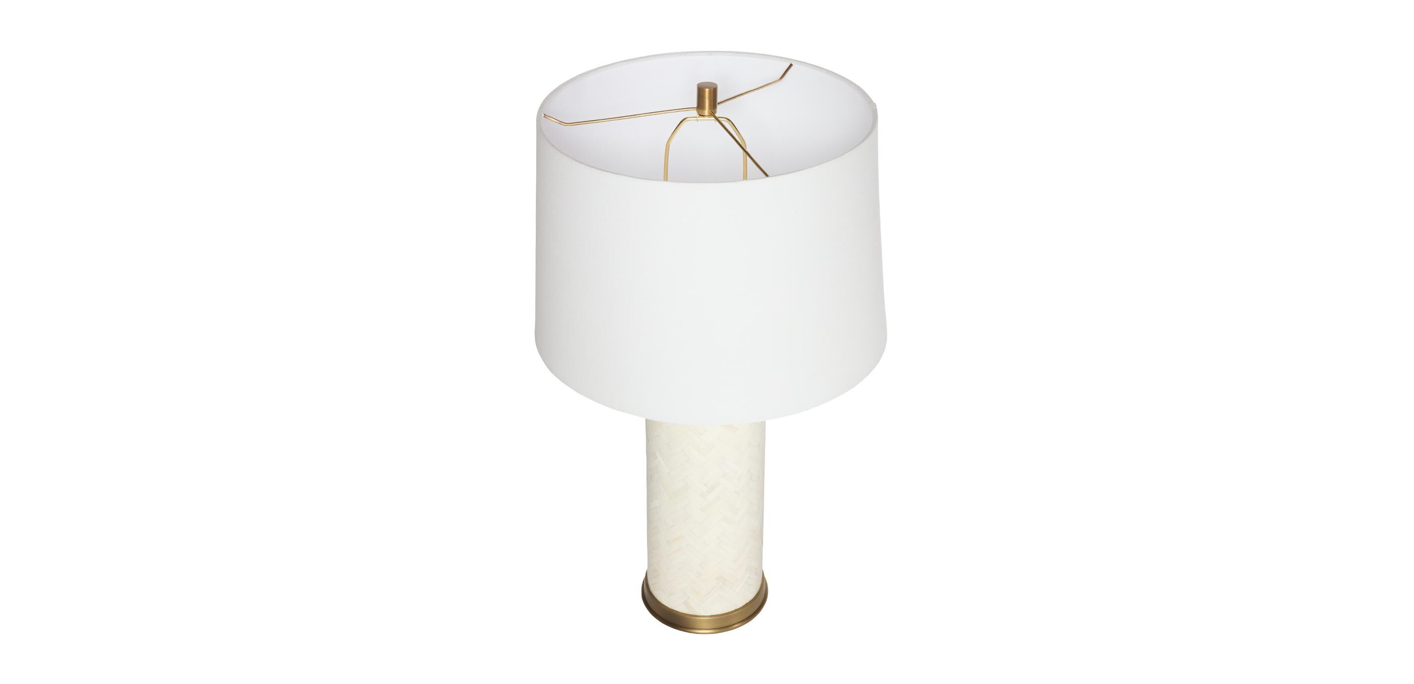 Vaughn Bone Table Lamp—Ivory with Herringbone Pattern | Ethan Allen