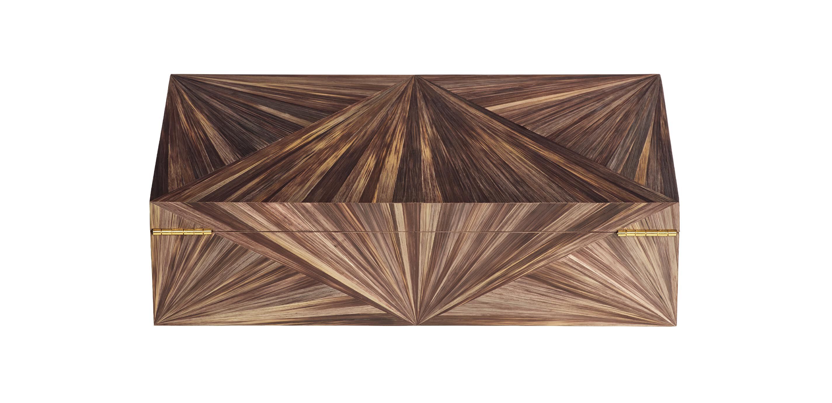 Brown Marquetry Box Made from Wheat Straw | Ethan Allen