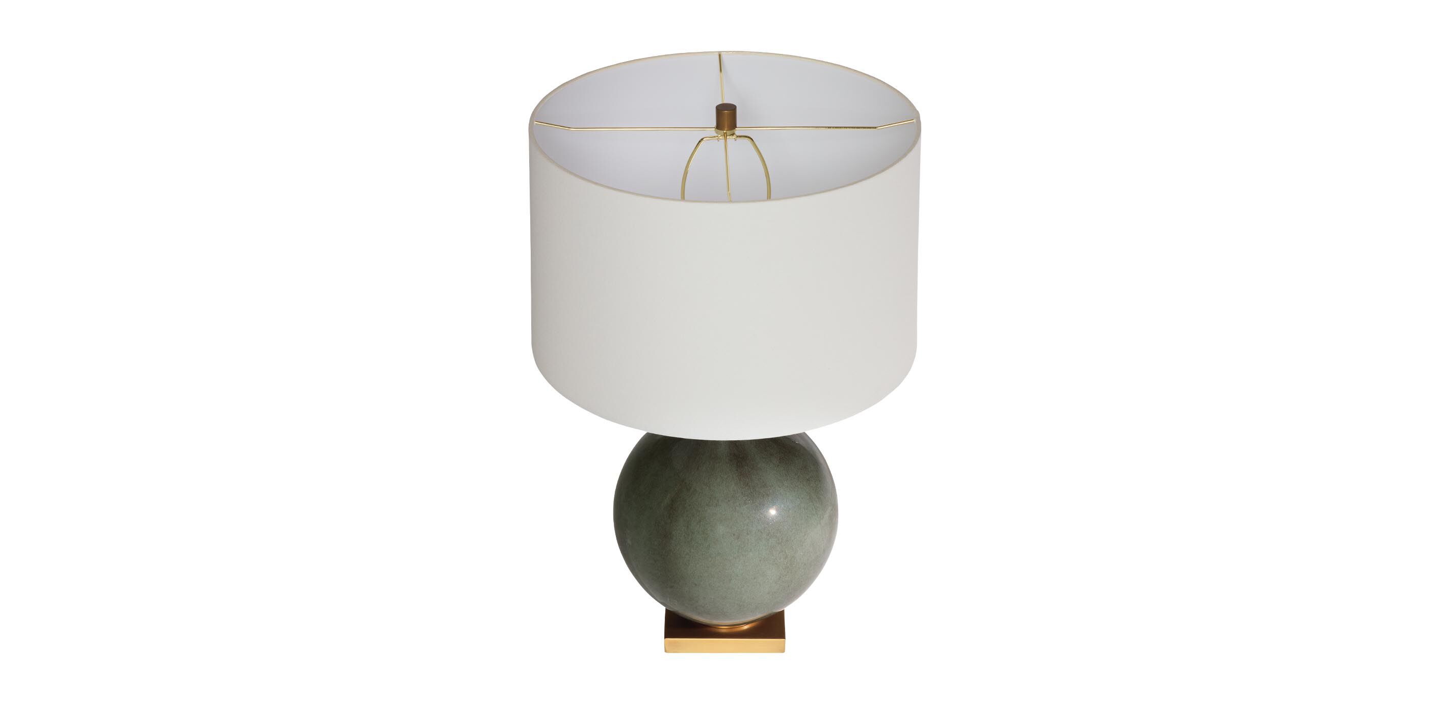 Marve Glass Table Lamp—Olive Green with Black Speckle | Ethan Allen