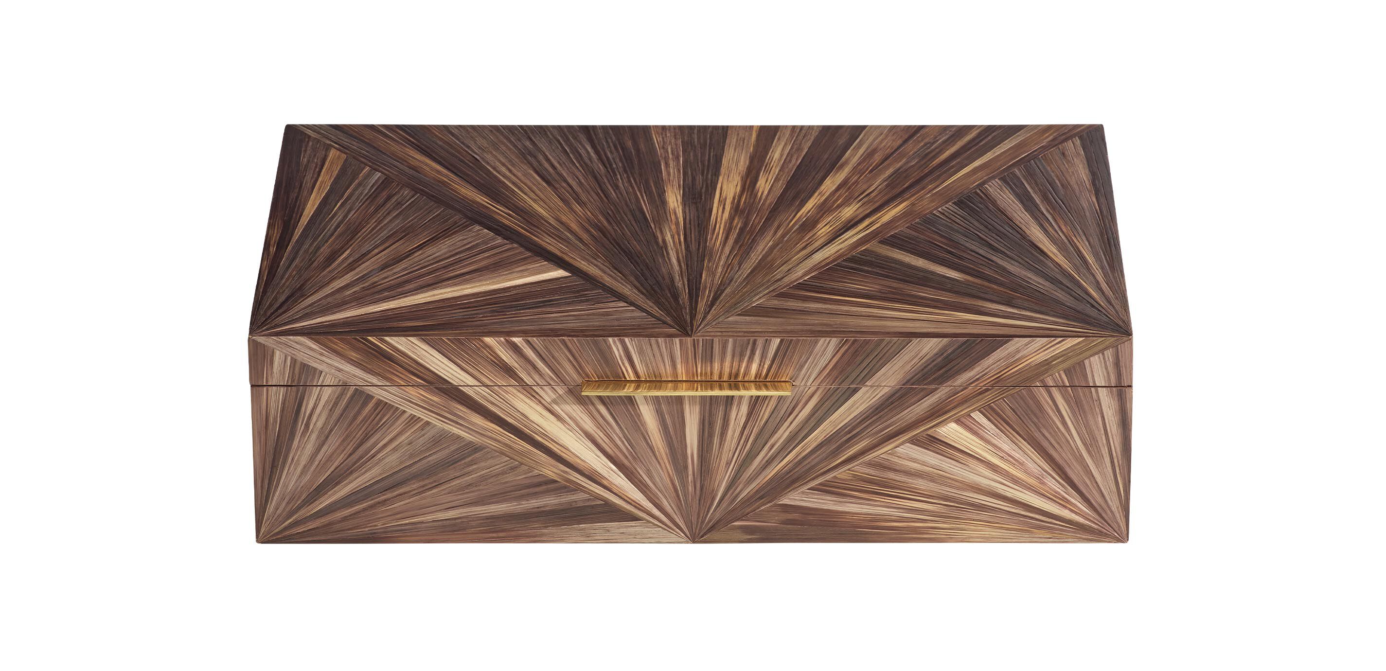 Brown Marquetry Box Made from Wheat Straw | Ethan Allen