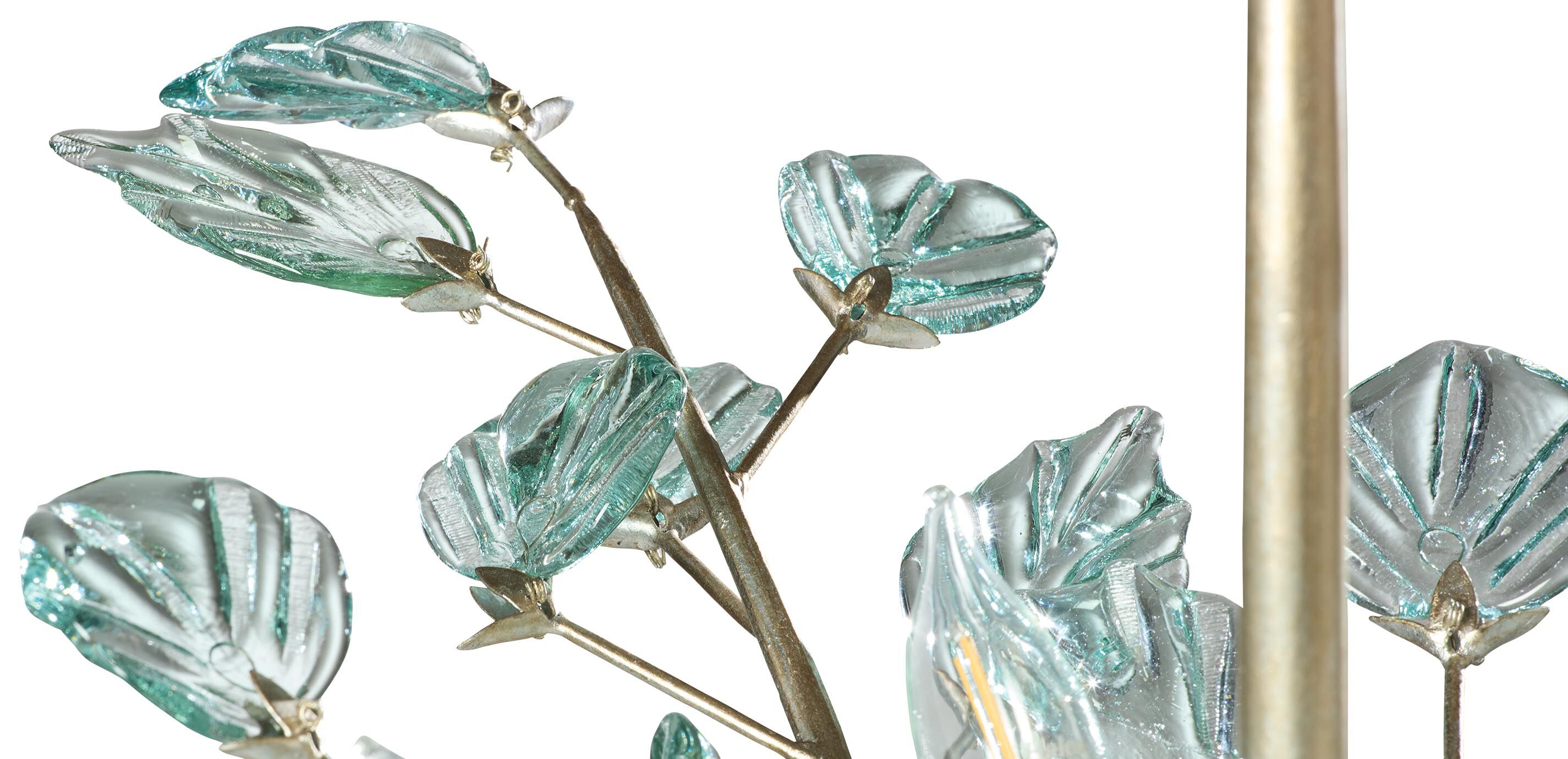 Evelyn Recycled Glass Leaf Chandelier with Iron Frame | Ethan Allen