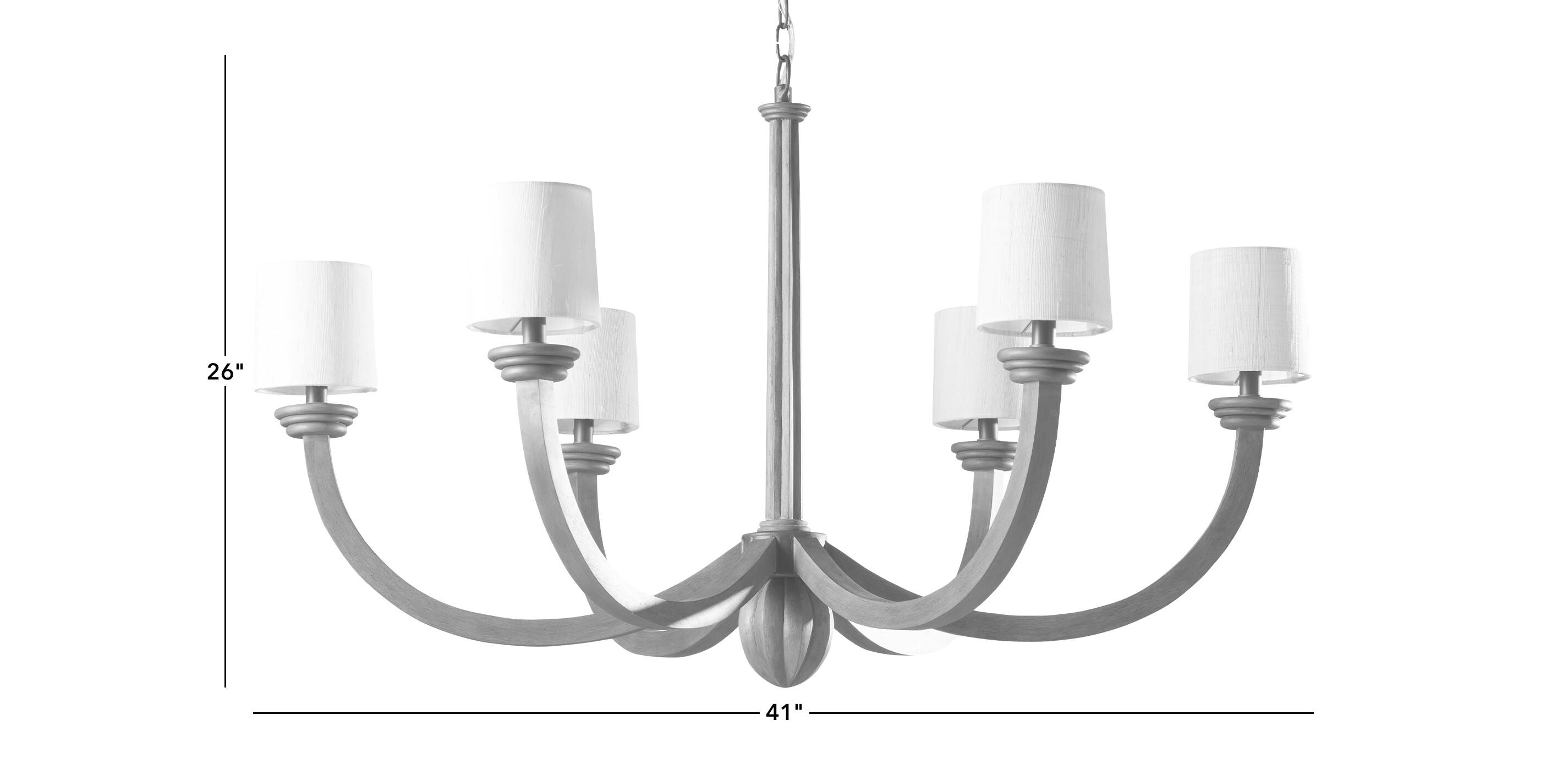 Otto Wood Chandelier—40" Fixture with Textured Shades | Ethan Allen