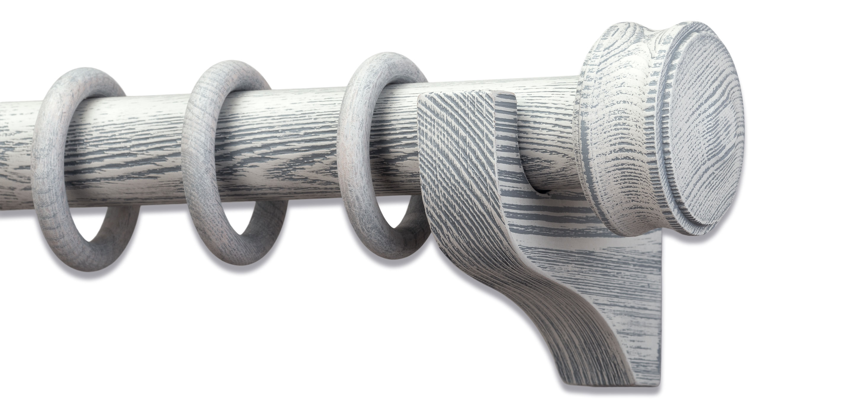 Distressed Wood Drapery Hardware Set with Cuffed End Cap | Ethan Allen